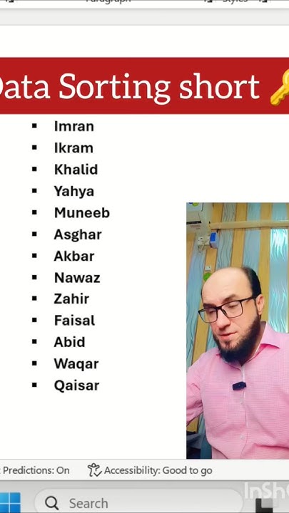 Short key🔑 to sorting data in MS Word #excel #words #spreadsheets # ...