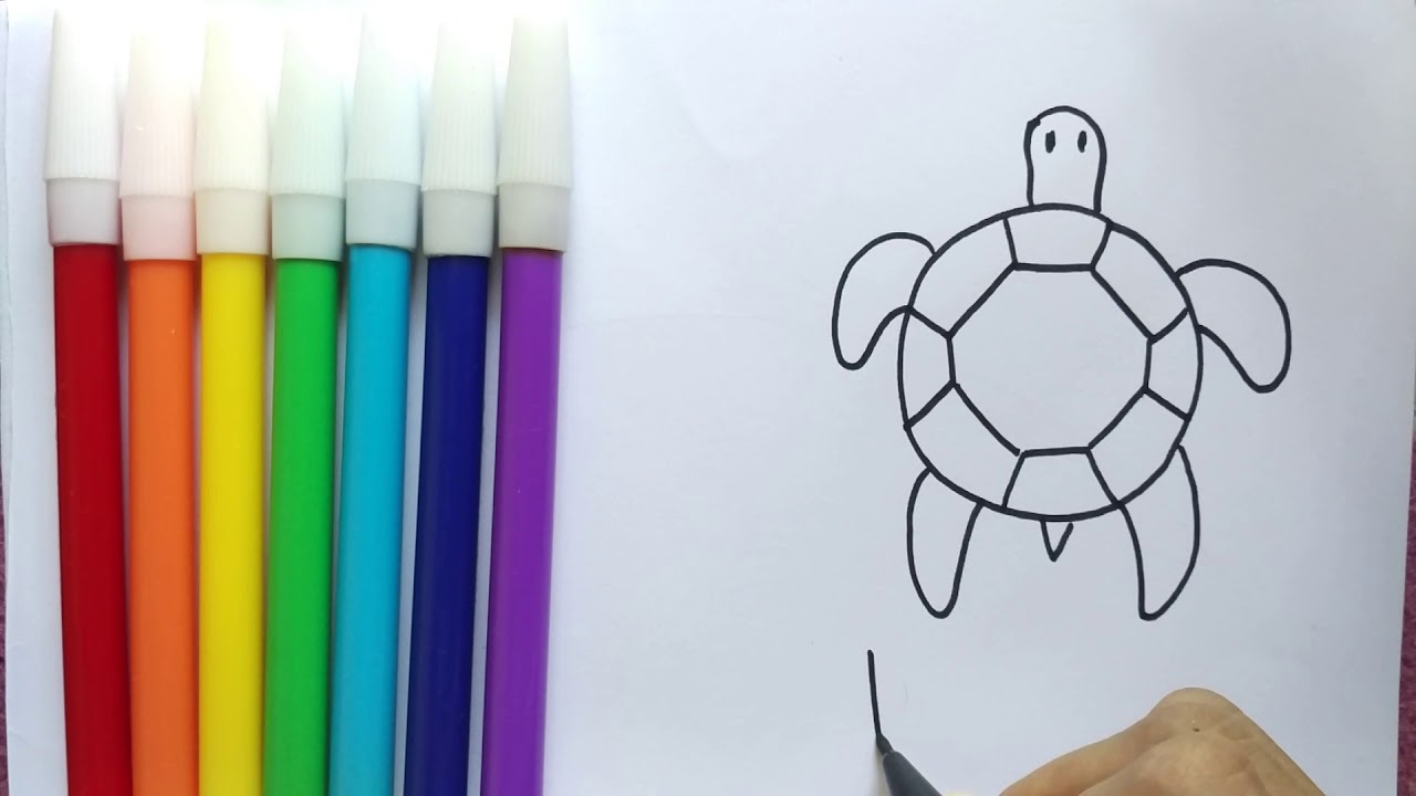 CARA MENGGAMBAR PENYU | HOW TO DRAW TURTLE EASY - YouTube