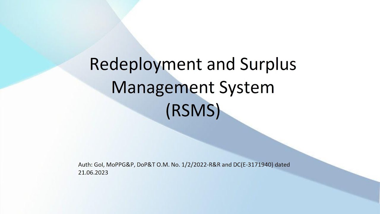 Redeployment and Surplus Management System (RSMS) - YouTube