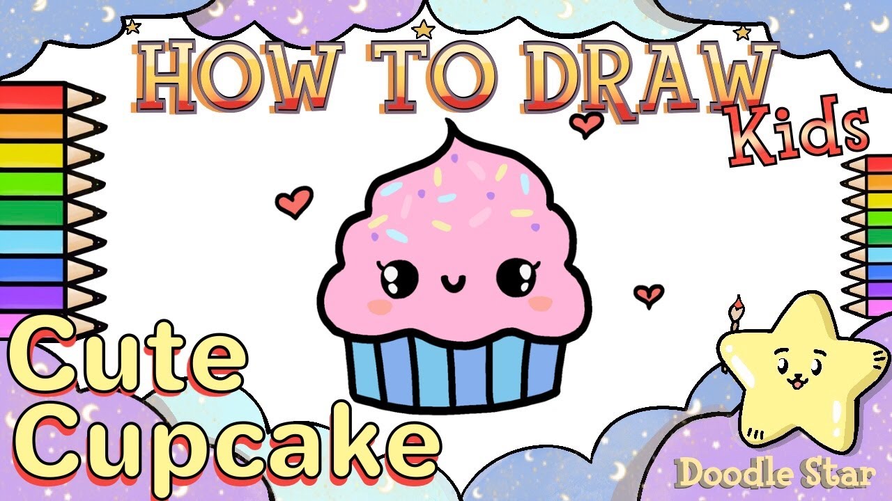 How to Draw a Cute Cupcake 🧁 (with Sprinkles!) EASY Step by Step ...