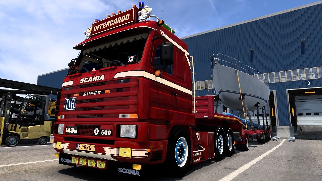Scania 143M 500 Intercargo V8 Straight Pipe Sound ETS2 1.53 POV Truck ...