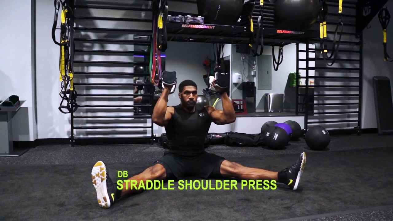 Dumbbell Straddle Shoulder Press - YouTube