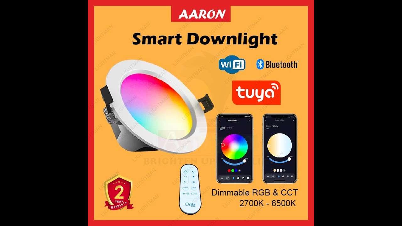 Smart LED Downlight 6inch 4inch 12W 18W Handphone Control RGB - YouTube
