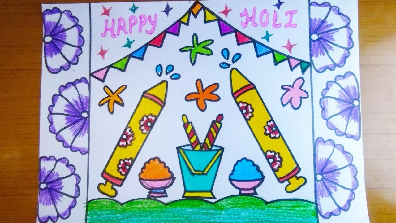 Holi Drawing/ How To Draw Holi Drawing /Happy Holi Drawing / Holi ...