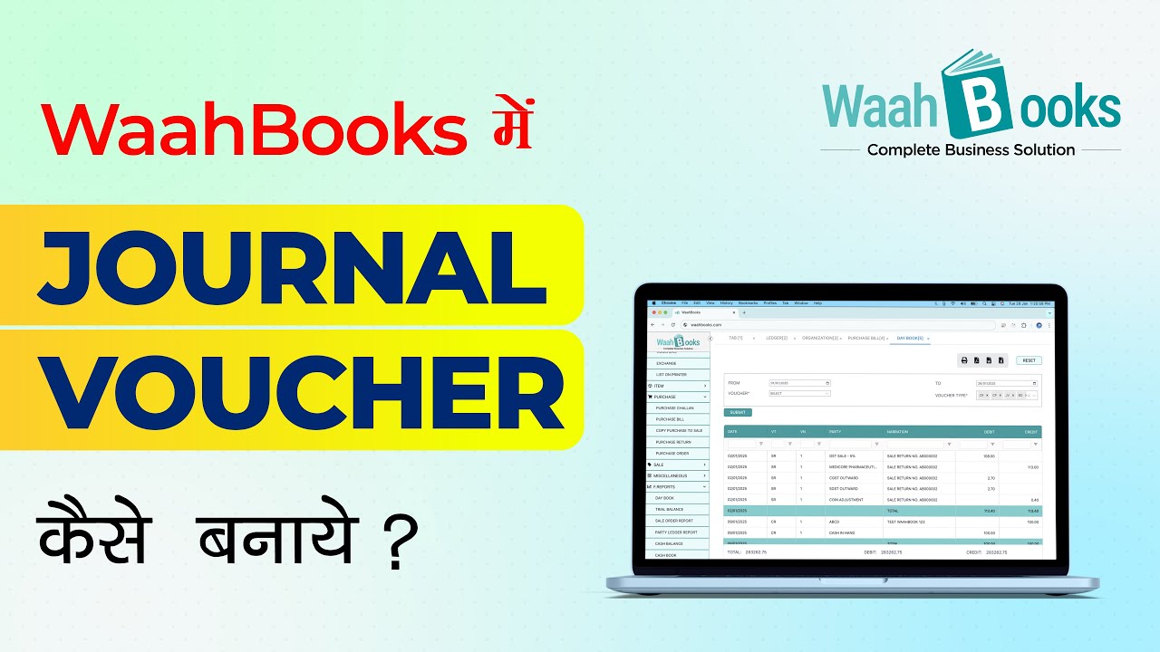 How to create Journal voucher in waahbooks? - YouTube