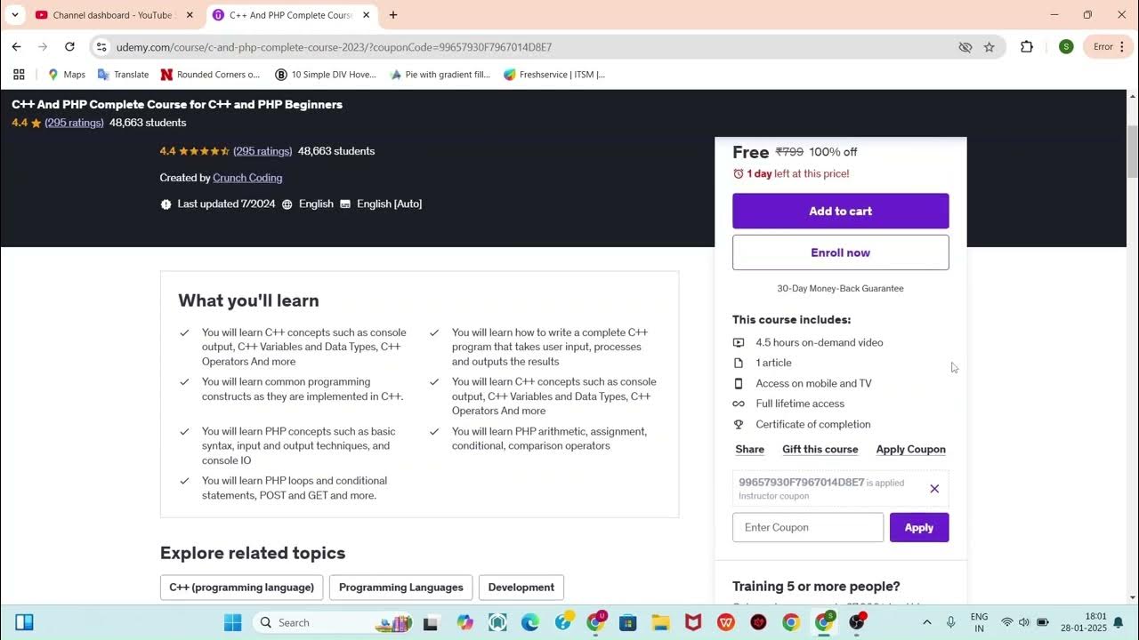 Providing Free Udemy Course - C++ And PHP Complete Course for C++ and ...