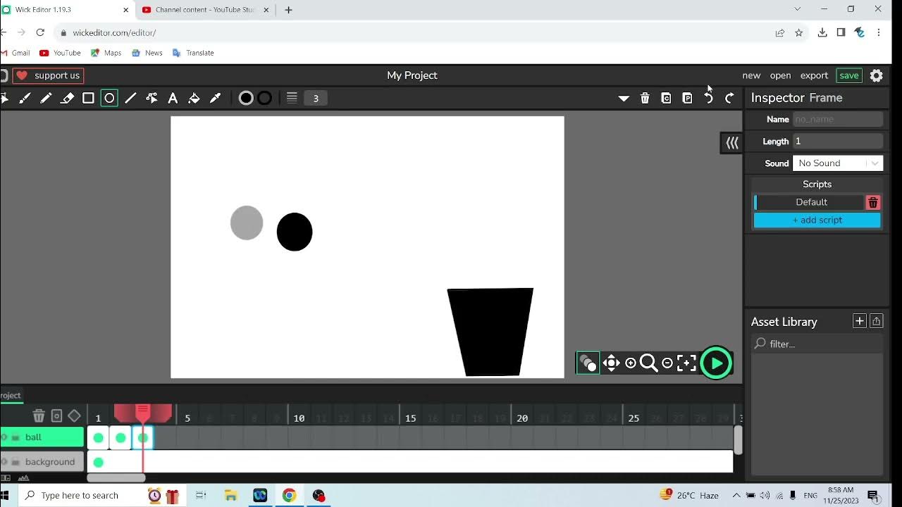 adding sound to animation in wick editor - YouTube