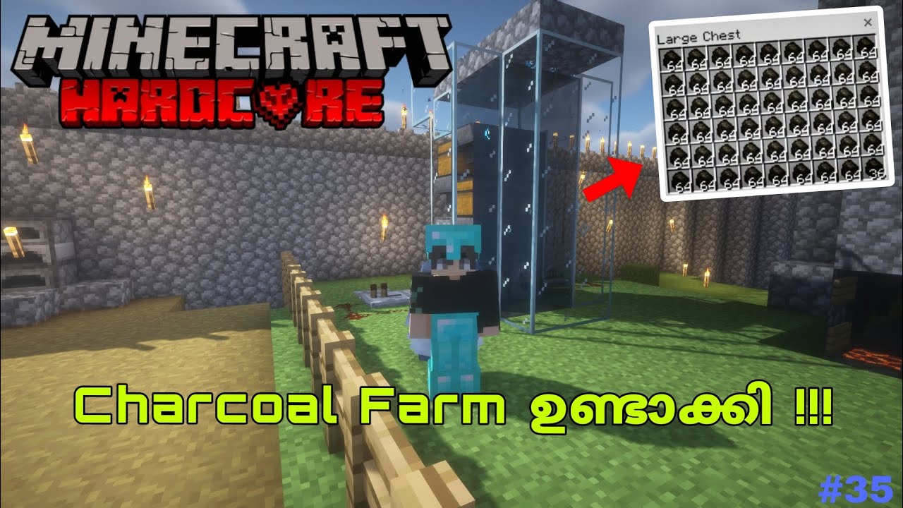 I Made a Simple Charcoal Farm !!! | Minecraft HARDCORE | ( മലയാളം ) 35 ...
