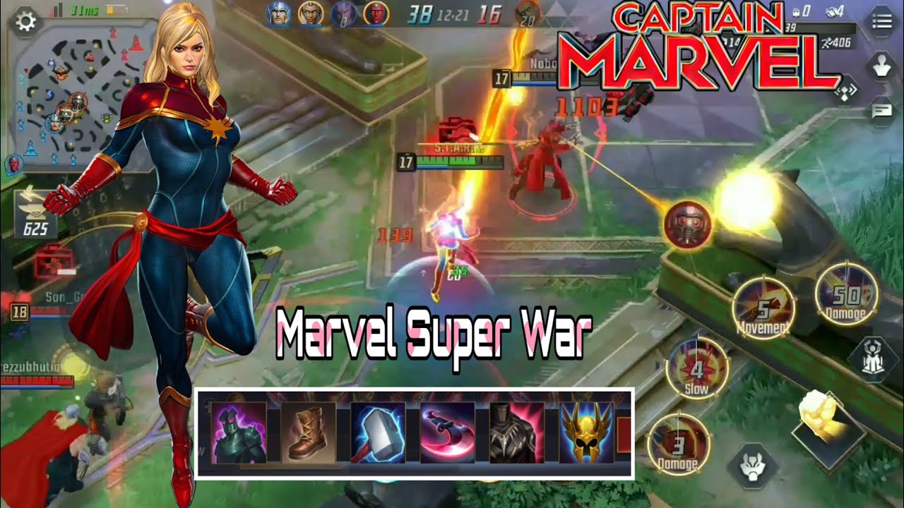 Captain Marvel Gameplay & Best Build : Marvel Super War (Marvel First ...