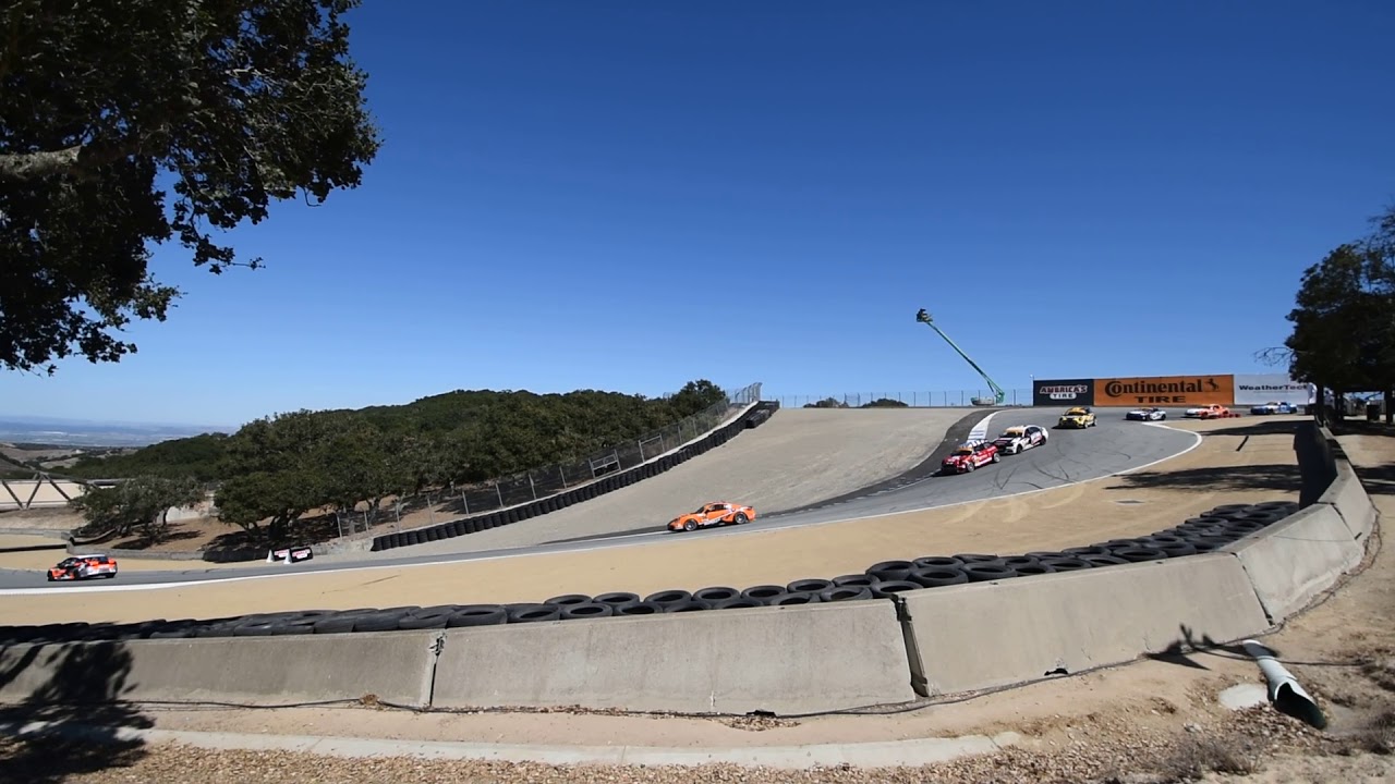 Mazda Raceway Laguna Seca 240 - Start Of Race From The Corkscrew - YouTube