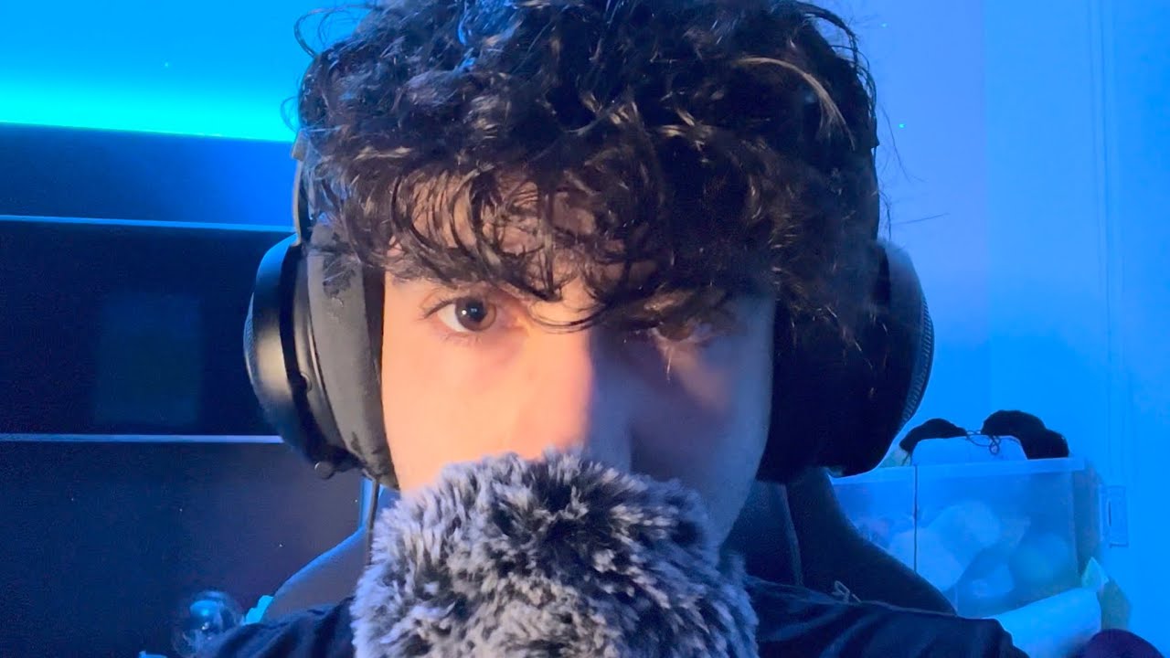 ASMR Brushing your face with some mouth sounds - YouTube