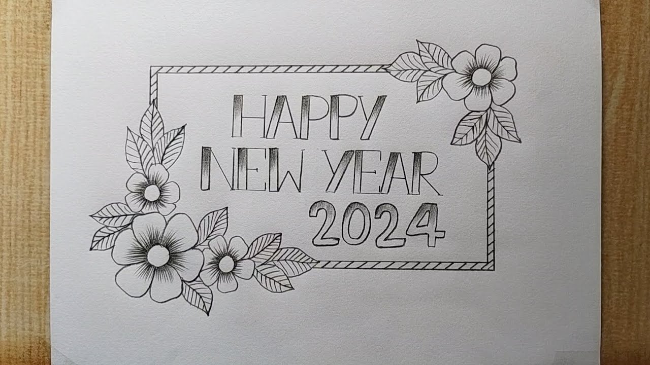 Happy New Year special drawing| New year 2024 drawing easy| New year ...