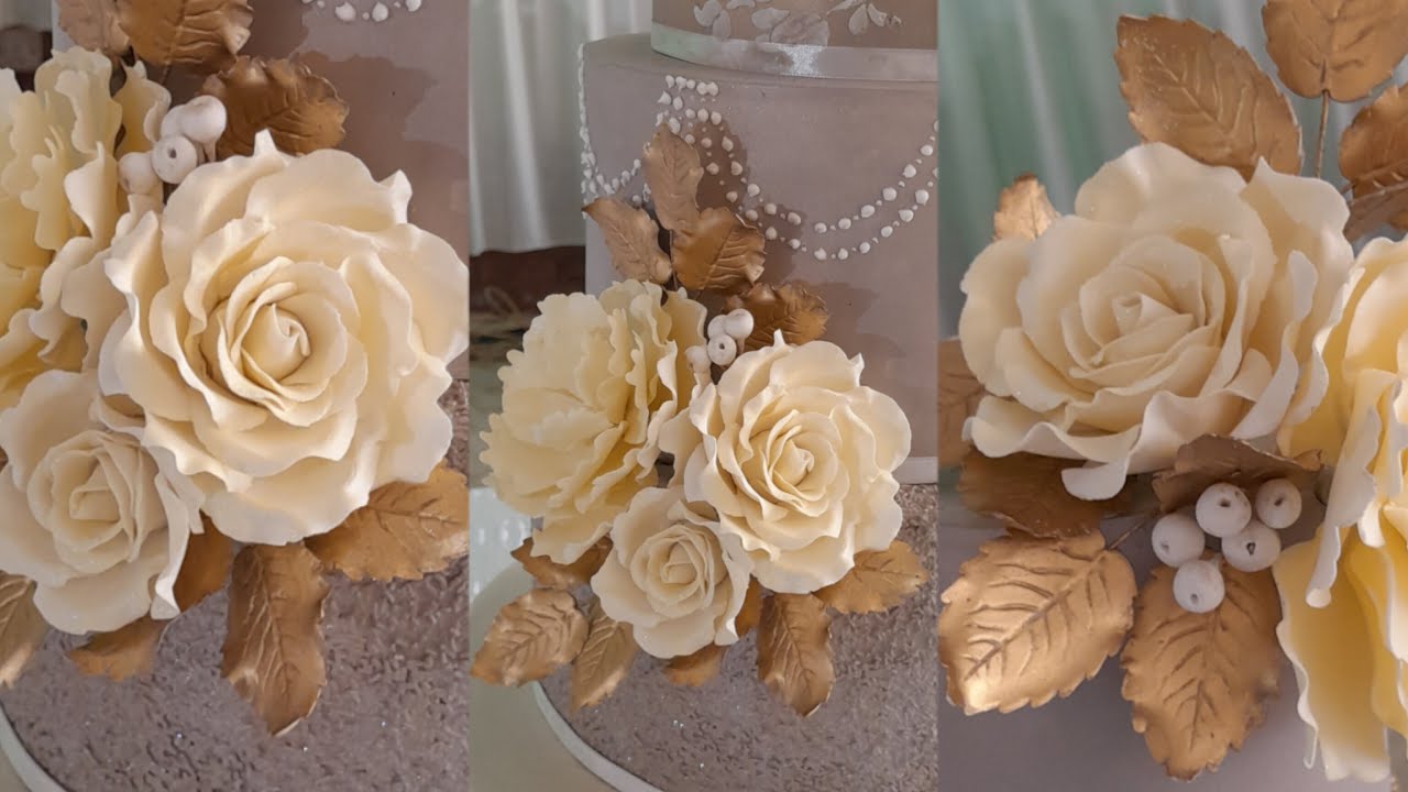 How to make simple gumpaste rose flower. Edible sugar rose flower tutorial. #gumpaste # ...