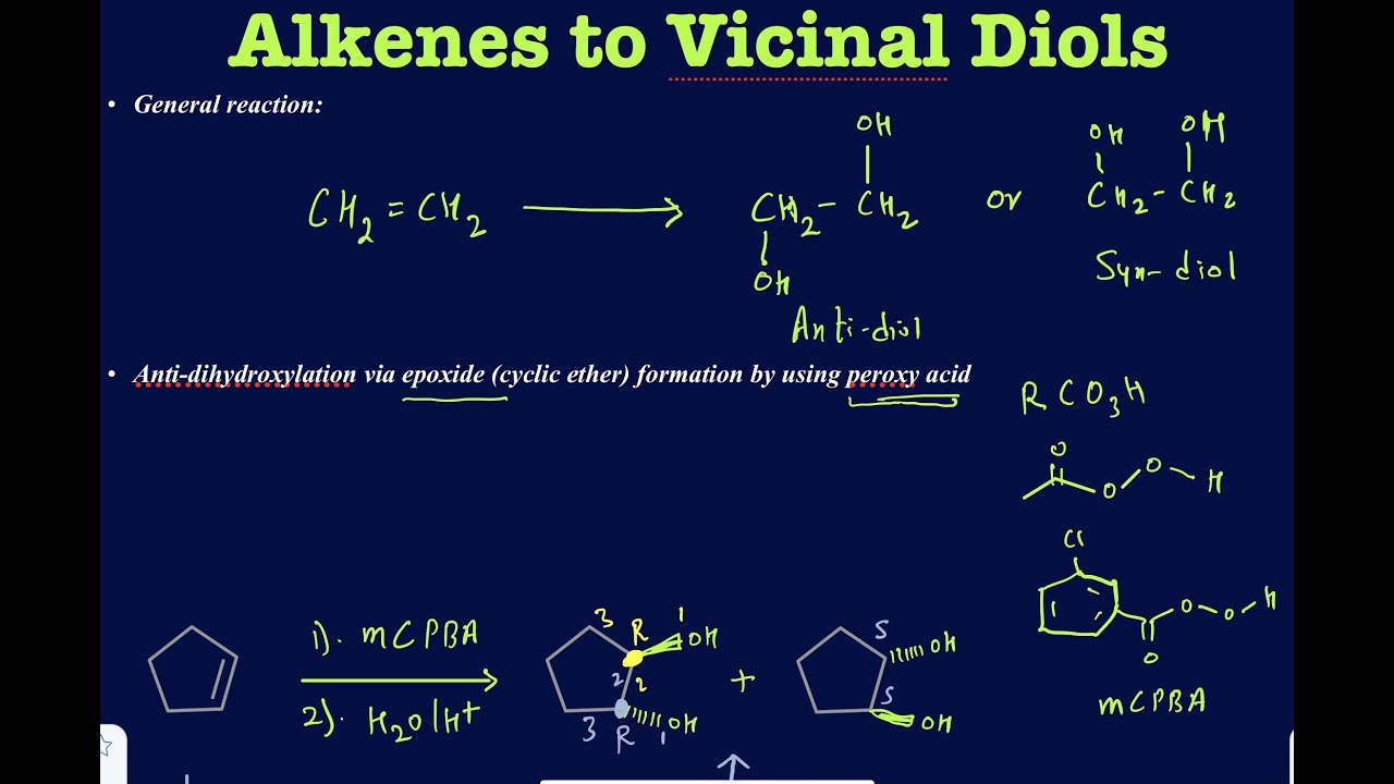 Formation of vicinal diols from alkenes. Anti and syn diols - YouTube