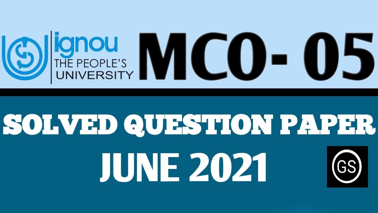 MCO- 05 Solved Question Paper June 2021{Part- 01} - YouTube