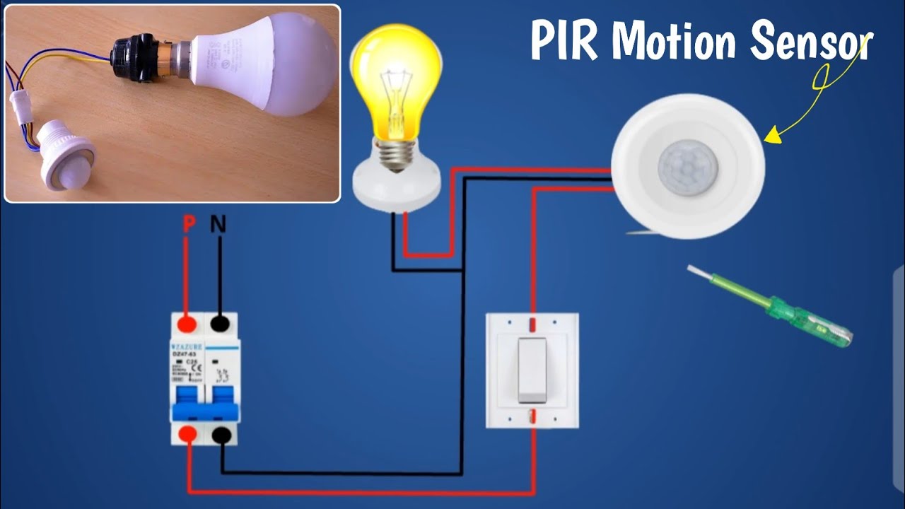 Pir Motion Sensor Light Switch Wiring Connection @MianElectric - YouTube