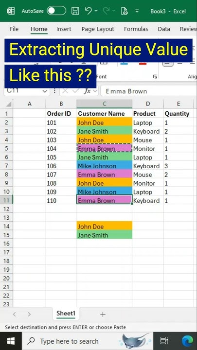Extract unique values from duplicate data🔥💯 #excelsolutions #exceltips #exceltutorial # ...