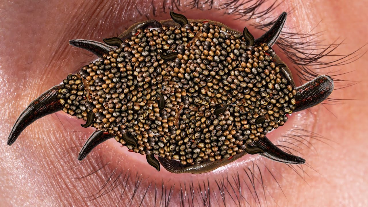 ASMR eyes treatment of removal big worms infected under the eyes | ASMR ...