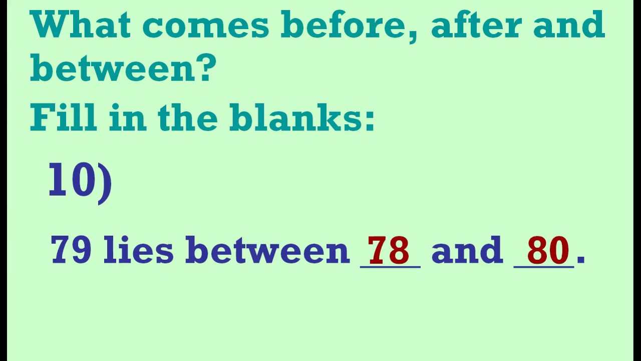 What comes before, after, between | Numbers up to 100 | Number concepts ...