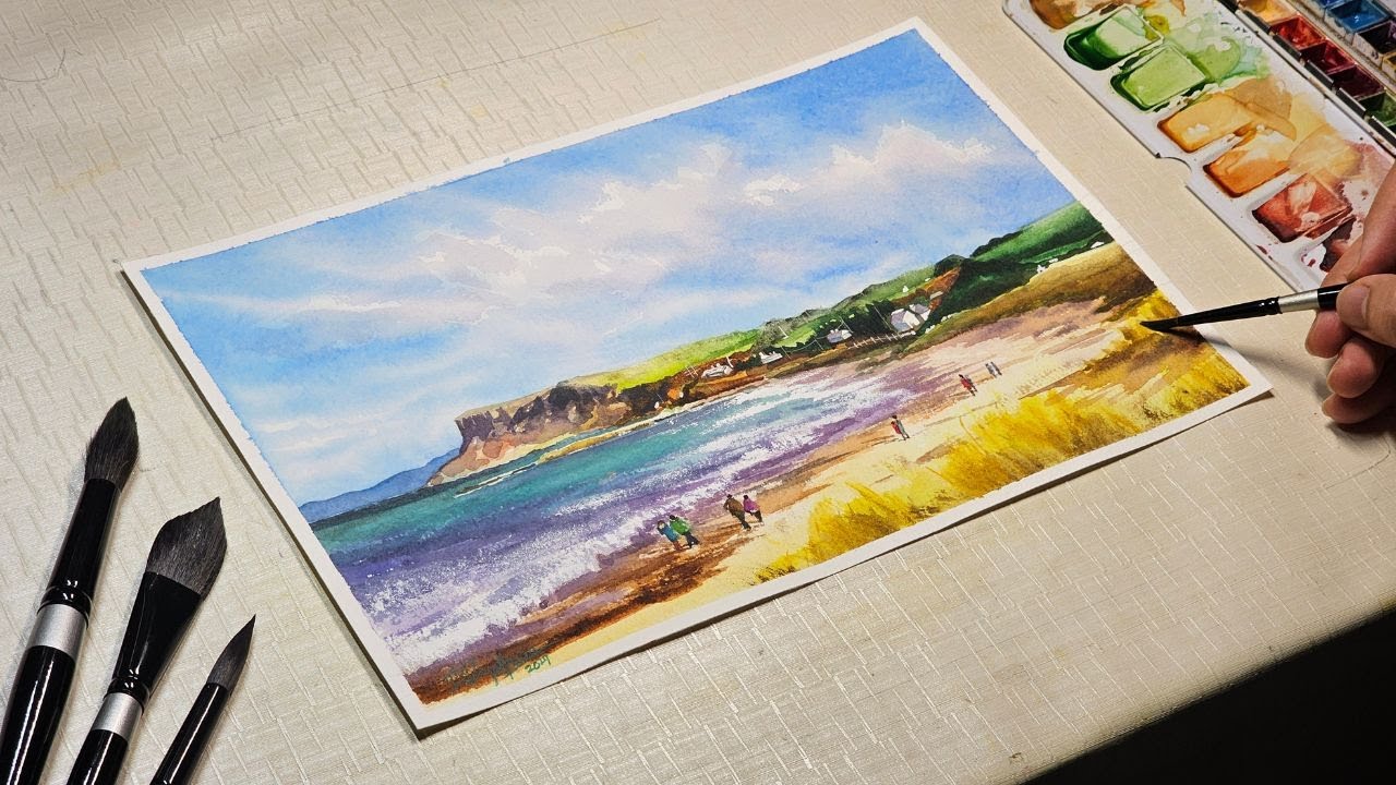 Step-by-step watercolor seascape painting | Watercolor Painting ...