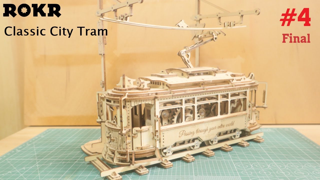 ＃ROKR Classic City Tram - Wooden assembly kit with wind up spring @4 ...