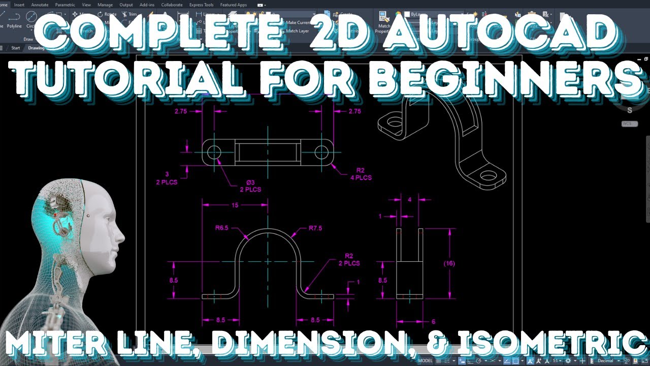 Complete 2DAutoCAD with Isometric, Miter Line, and Dimensions #autocad ...