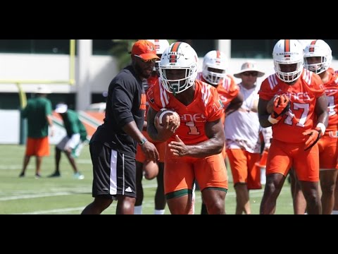 Miami Hurricanes Practice 2: Running Back Drills - YouTube