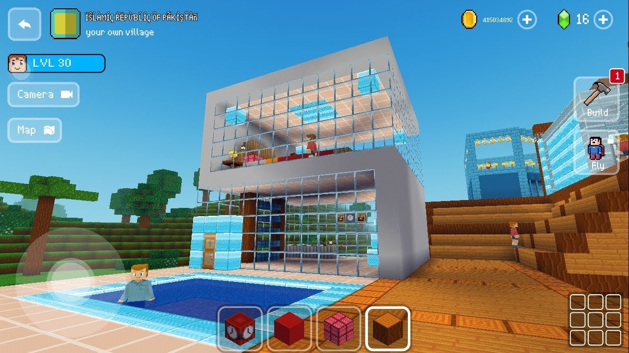 Easy House with Swimming Pool - Block Craft 3D:Building Game - YouTube