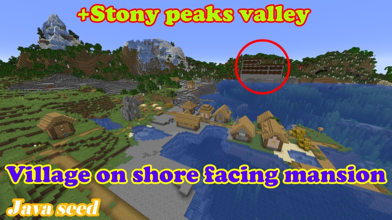 Minecraft 1.18 village facing mansion with stony peaks valley near ...