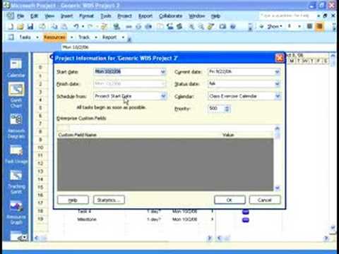 Project 2007 - Defining the Project Start date vs. Finish - YouTube