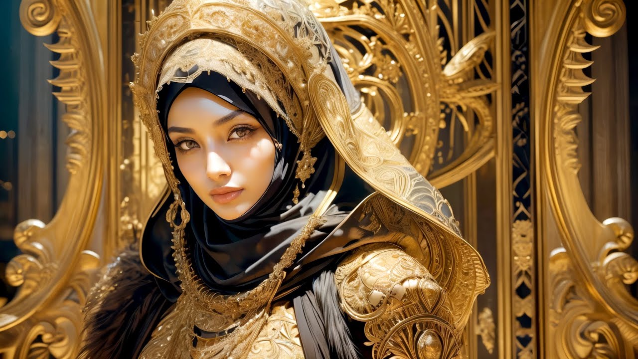 Part 3 Fantasy Gold Queen Hijab Jilbab Beauty Fashion [Ai 4K] #fantasy ...