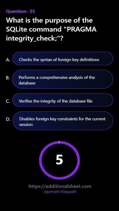 What is the purpose of the SQLite command PRAGMA integrity check - YouTube