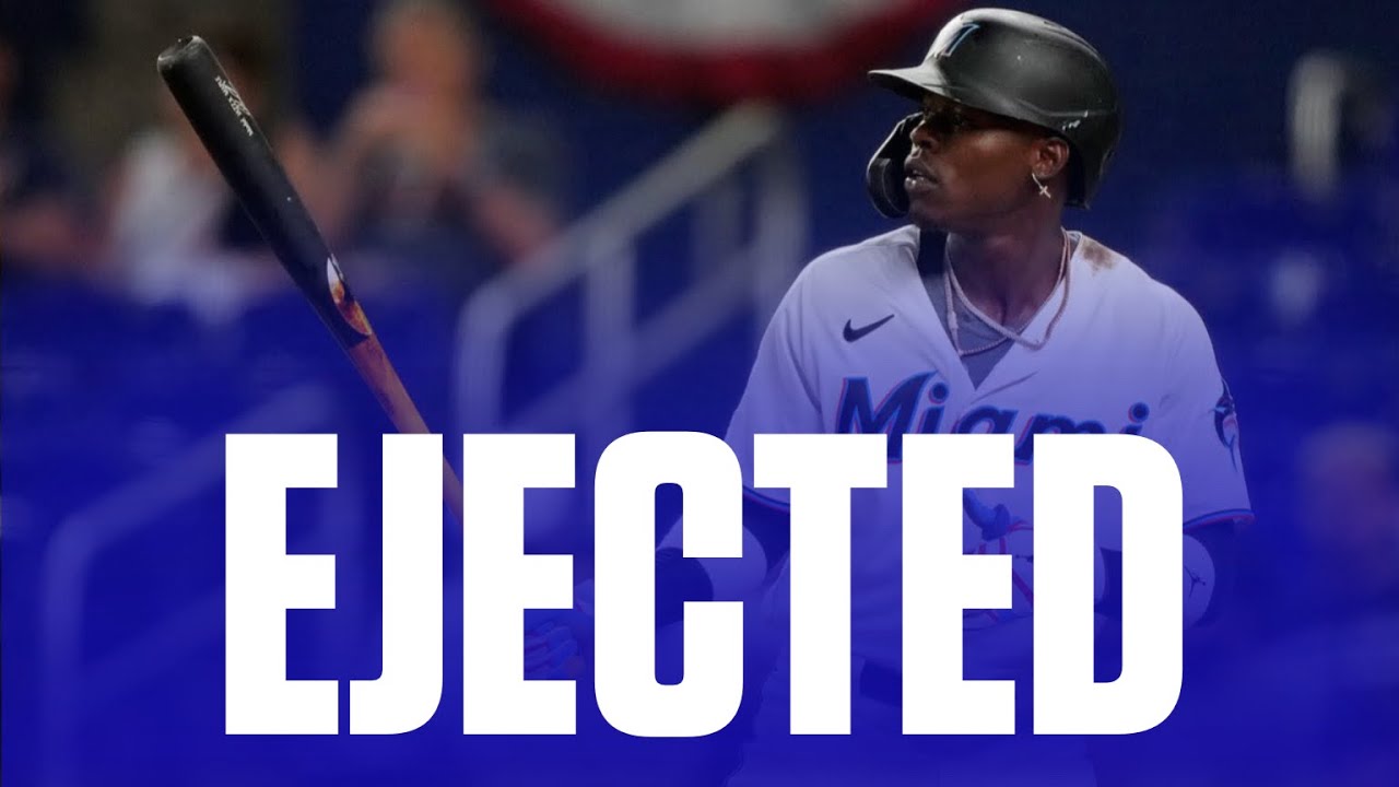 Jazz Chisholm Ejected After Strike Three Call - YouTube