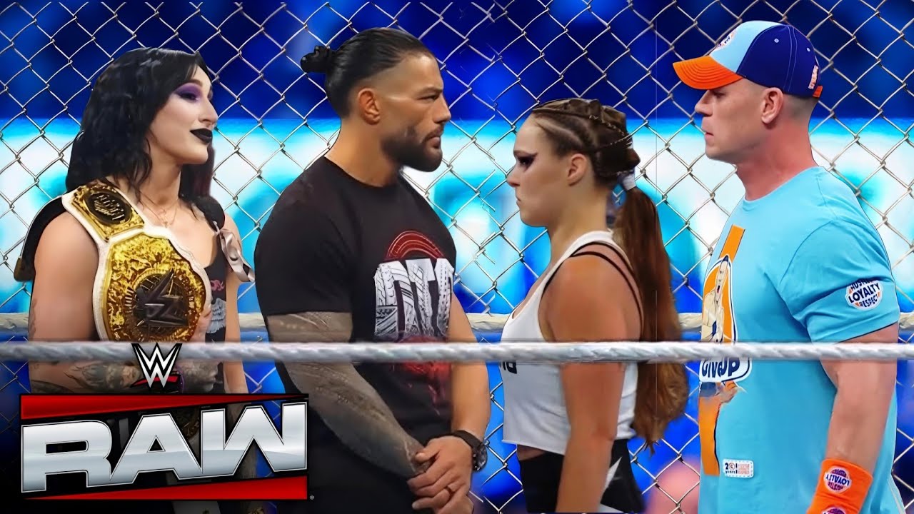 Ronda Rousey & John Cena vs. Roman Reigns & Rhea Ripley - FULL MATCH ...