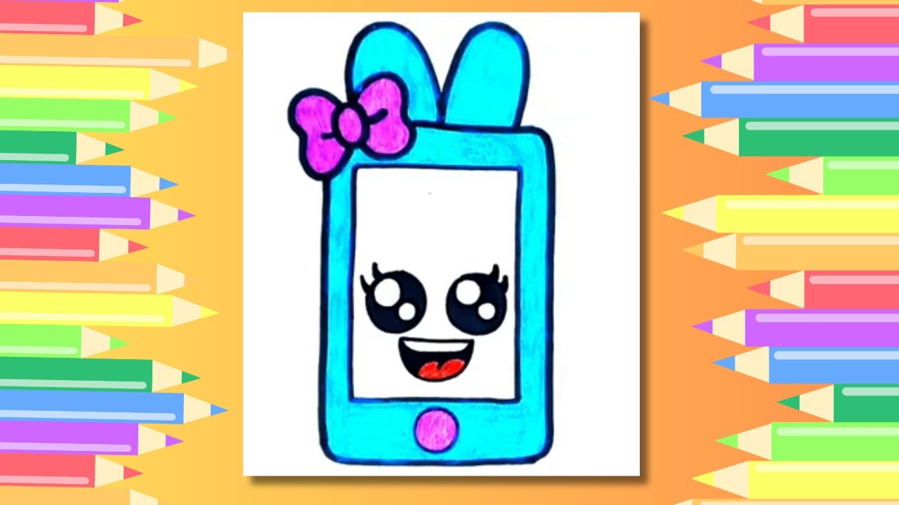 How to draw a phone with rabbit ears? Como Dibujar un Celular 📱 con ...