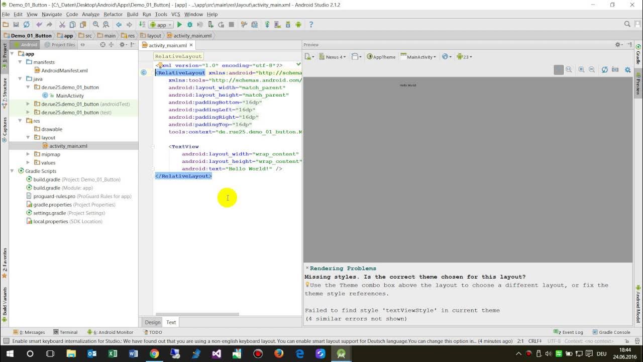 Android Studio #2: Setup Preview Device Smartphone Style AppTheme - YouTube