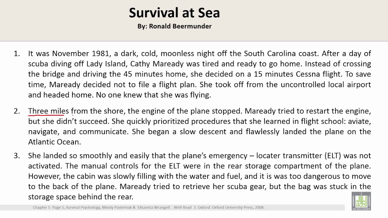 Reading Comprehension 3 | Unit 1 - Text 1- 2 | Survival at sea - 2 ...