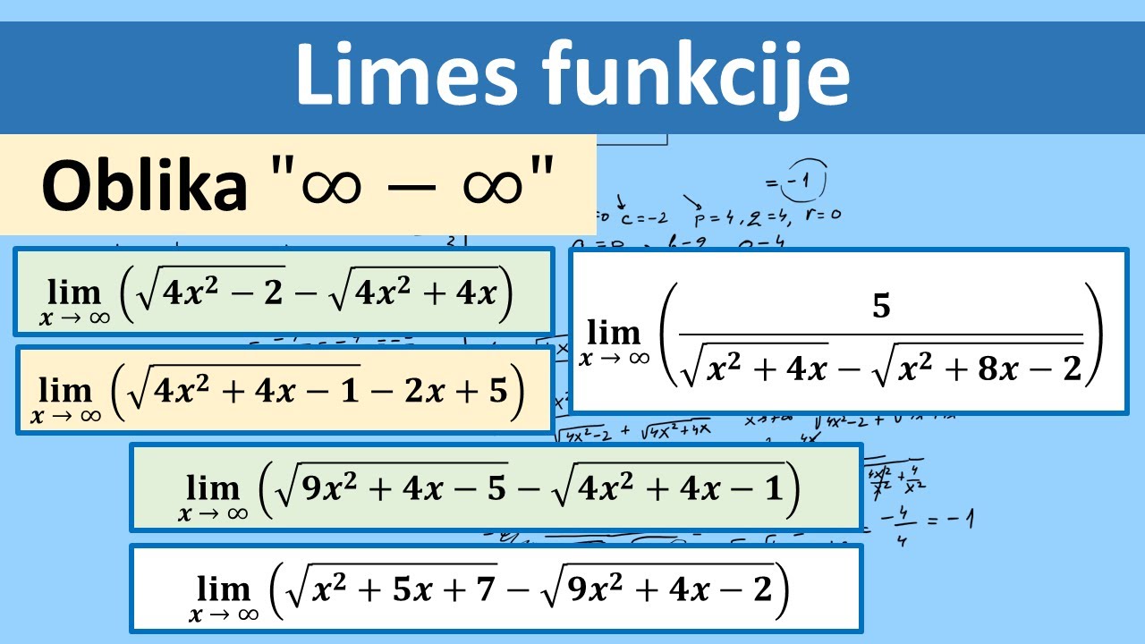 Limes funkcije. Limes funkcije oblika „∞−∞“ - YouTube