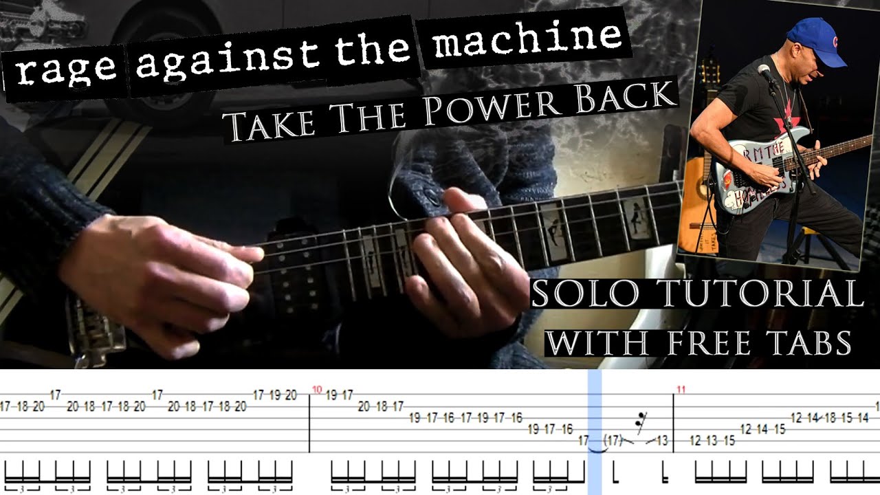 Rage Against The Machine - Take The Power Back guitar solo lesson with ...
