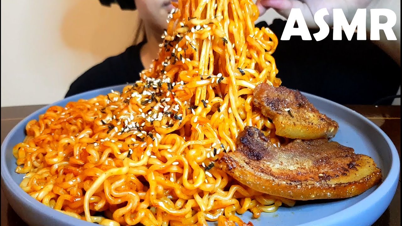 ASMR 2X NUCLEAR FIRE NOODLES & PORK BELLY MUKBANG (No Talking) EATING ...