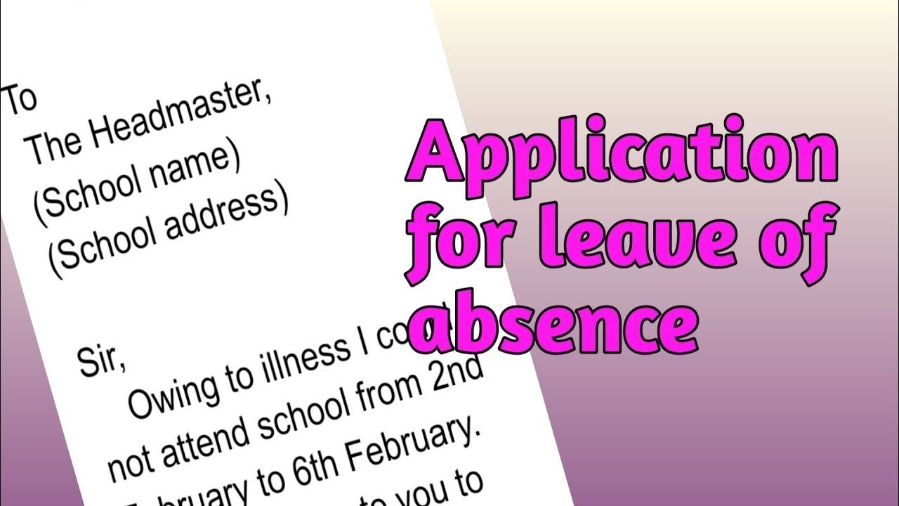 Leave letter for school / School leave application/ Leave letter in ...