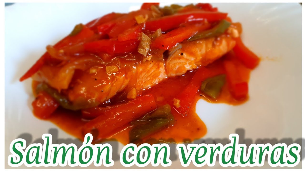 Salmón🐟 guisado con verduras🫑🧅(Receta Fácil ) AquiMariTere Vlogs - YouTube