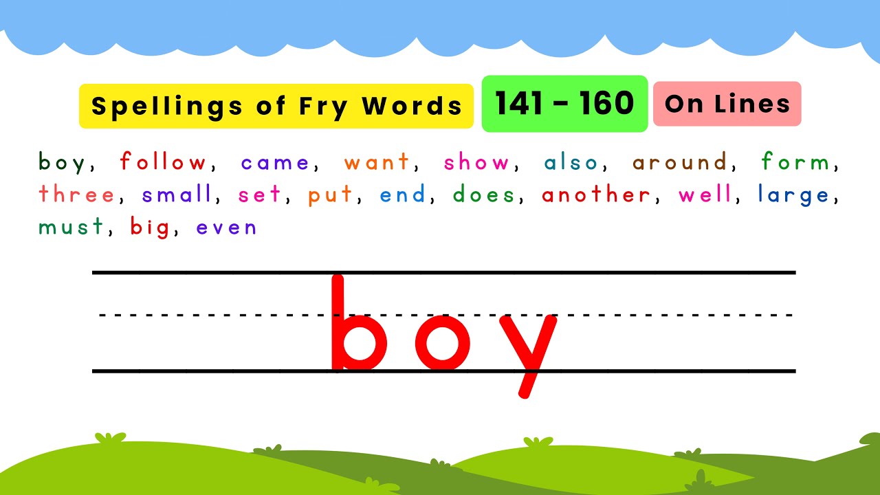 Fry Sight Words Spellings 141–160 ️ | Learn to Write Fry Sight Words ...