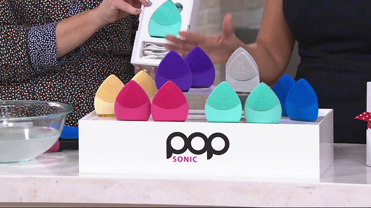 Pop Sonic Set of 2 Leaflet Sonic Cleansing Facial Device on QVC - YouTube