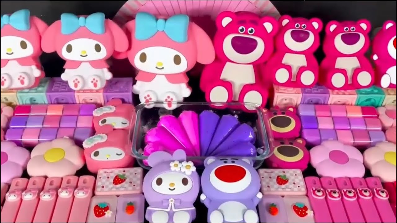 cute panda vs My melody slime mixing | Satisfying Slime ASMR! 💜 This ...