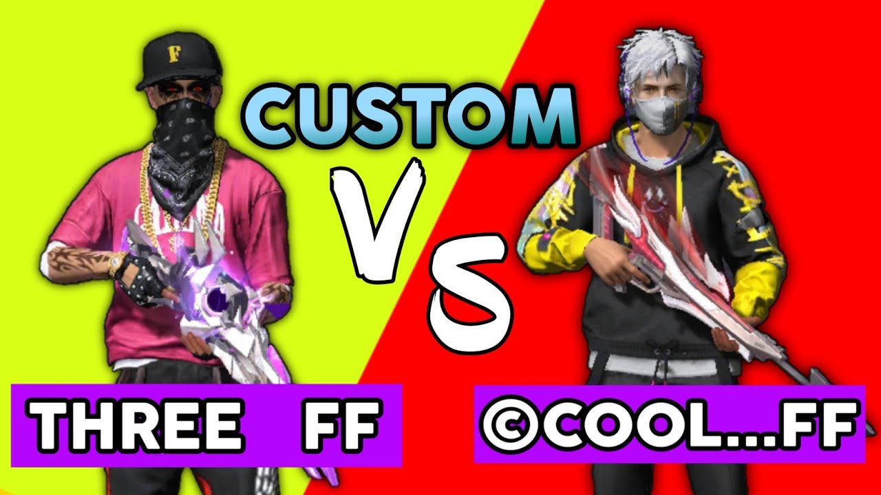 THREE FF VS ©COOL...FF 🔥 // 1 vs 1 Custom challenge match 💥 ! Free Fire ...