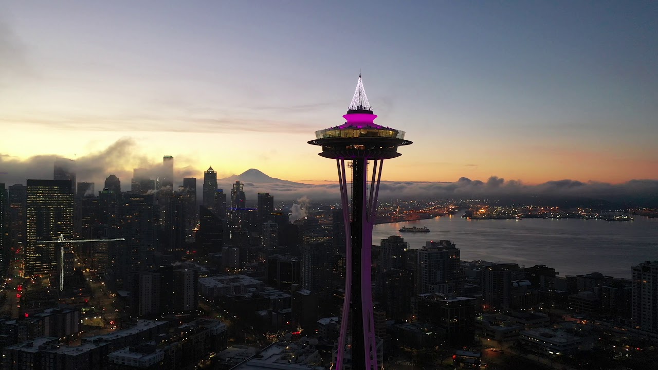 Seattle Sunrise from above in 4K - YouTube