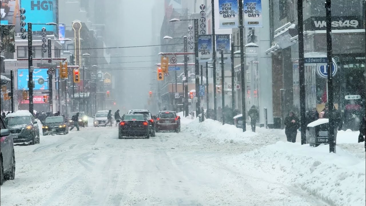 Driving in Winter Snow Storm in Toronto Downtown Drive - YouTube
