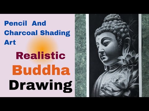 Realistic Buddha Drawing | Pencil & Charcoal Shading Art | Peaceful ...