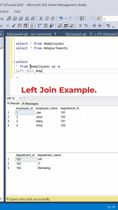 #SQL Left Join Example. #datascience #programming #coding #sqltutorial - YouTube